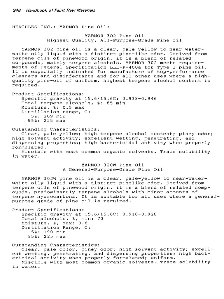 Pine and Linseed Oil Specifications | PDF