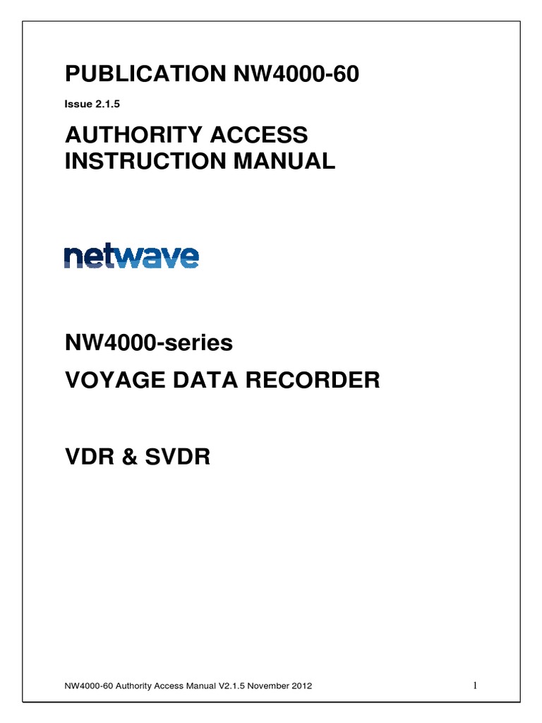 NW4000-60 VDR Authority Acces Manual V 2.1.5 | PDF | Ethernet | Computer Network