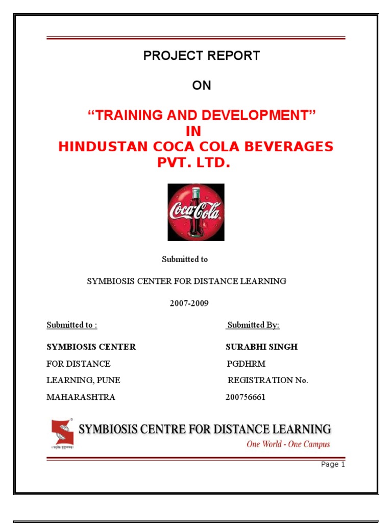Project Report Coca Cola | PDF | Coca Cola | Soft Drink