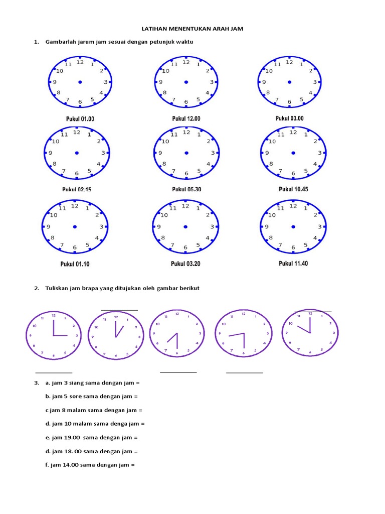 LATIHAN MENENTUKAN ARAH JAM | PDF