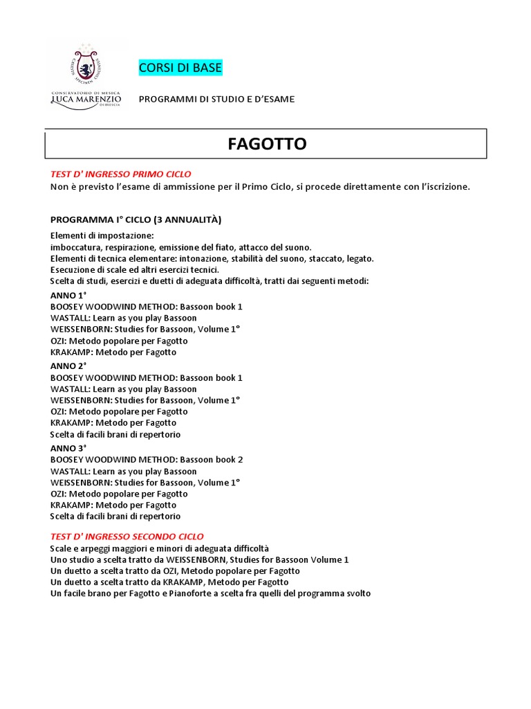 BAS Fagotto | PDF