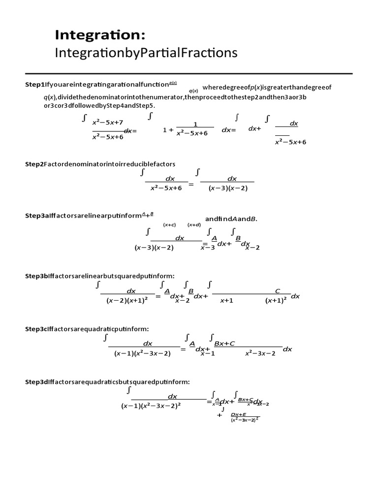 Integration by Partial Fractions | PDF Integration by Partial Fractions | PDF