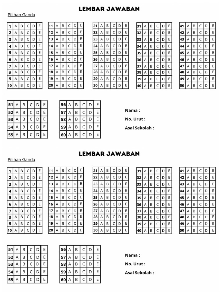 Lembar Jawaban Try Out | PDF