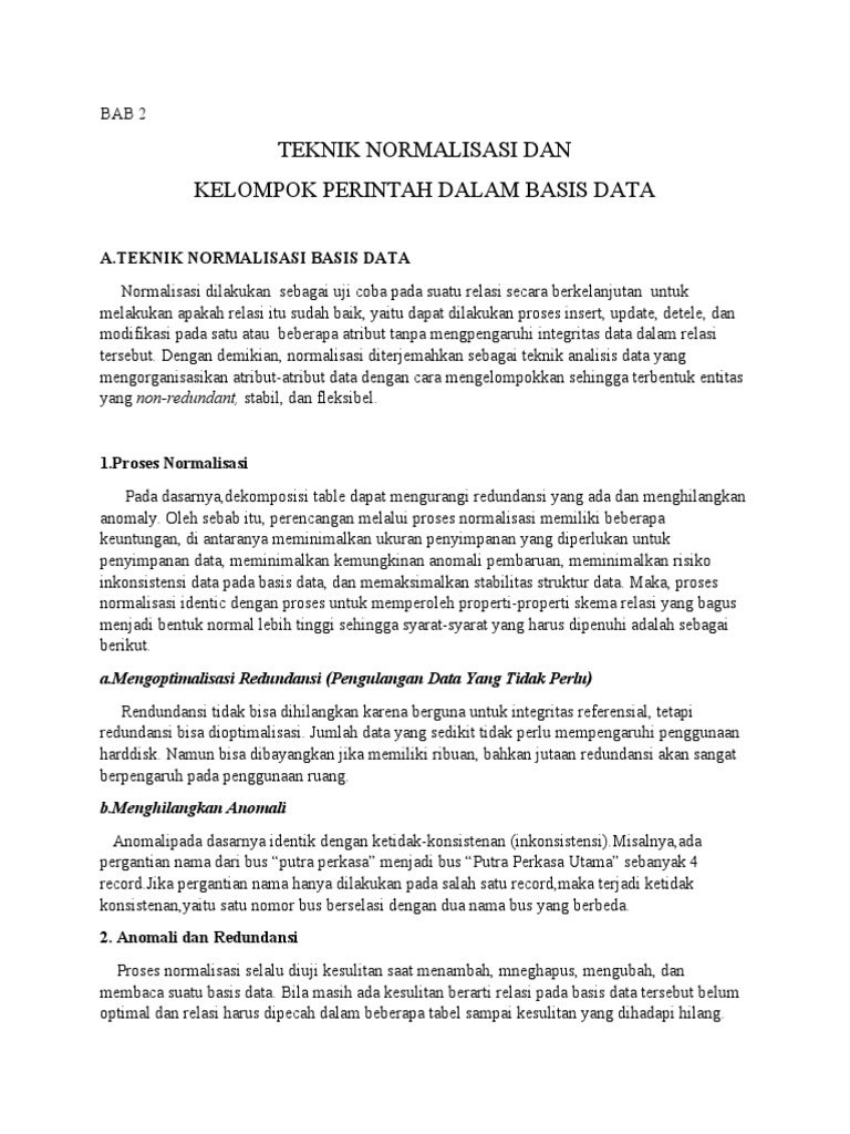 Anomali dan Normalisasi Basis Data | PDF