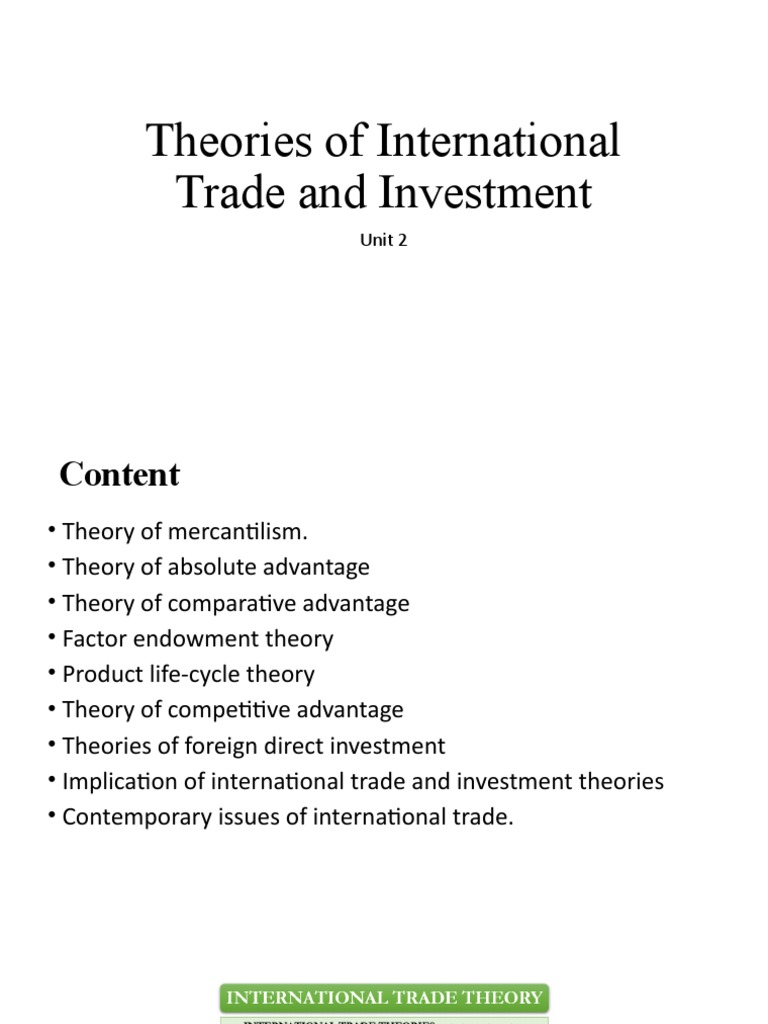 Unit 2 Theories-of-International-Trade-and-Investment | PDF | Business