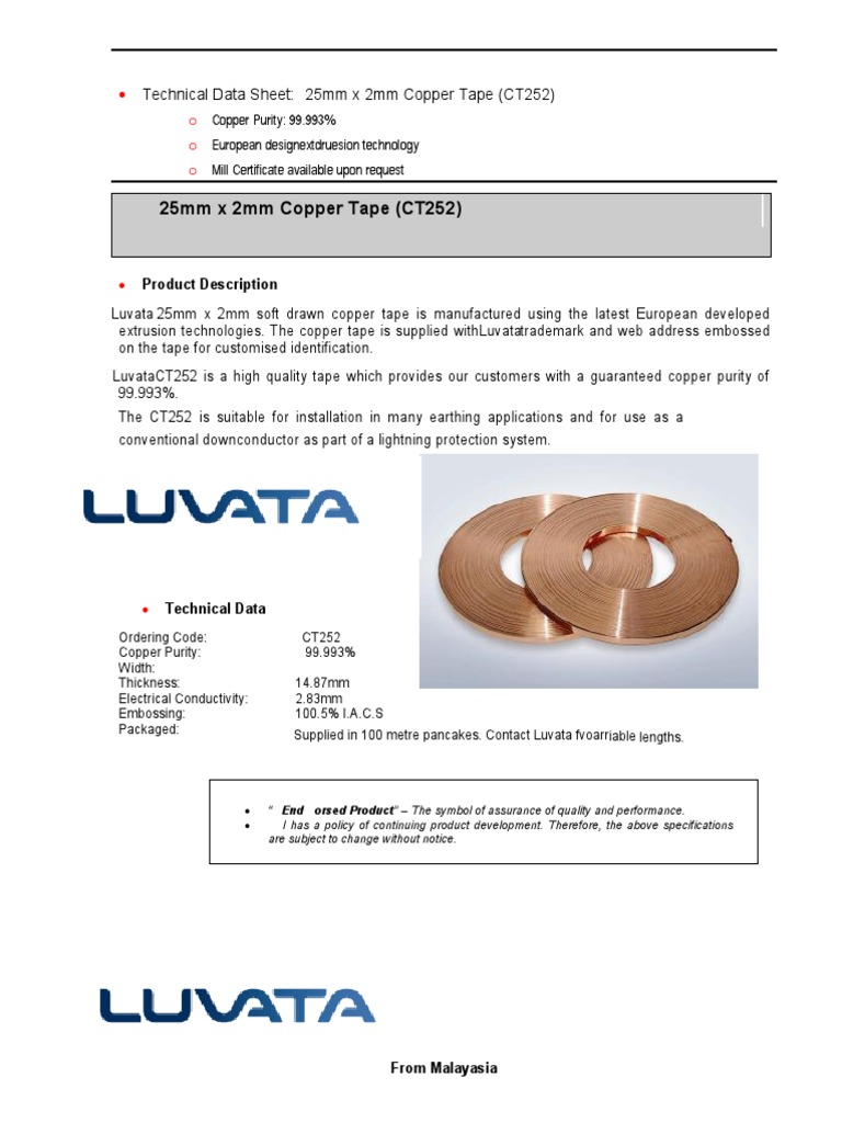 Luvata Copper Tape 2mm | PDF