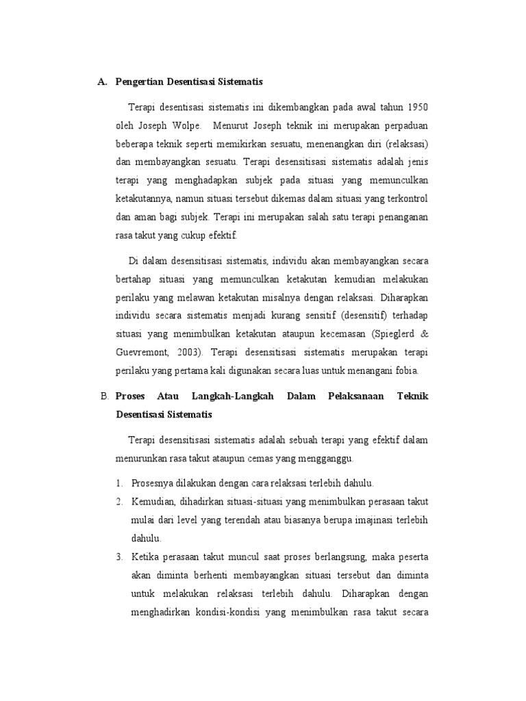 Terapi Desensitisasi Sistematis Fobia | PDF