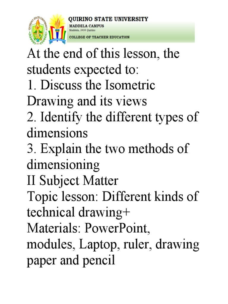 Lesson Plan in Drafting G8 3 | PDF | Drawing | Technical Drawing