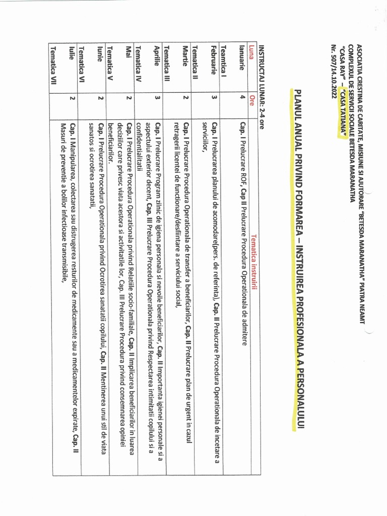 Plan de Instruire Si Formare Profesionala Angajati CTF | PDF