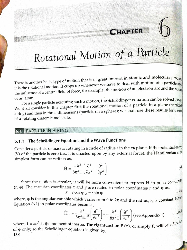 Quantum Chemistry - Rotational Motion of A Particle | PDF