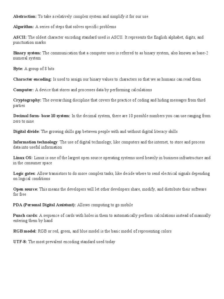 Course 1 Glossary | PDF