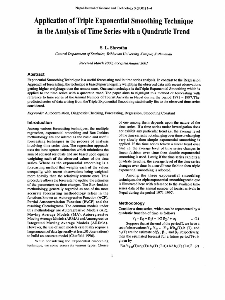 Application of Triple Exponential Smoothing Technique in The Analysis of Time Series With ...
