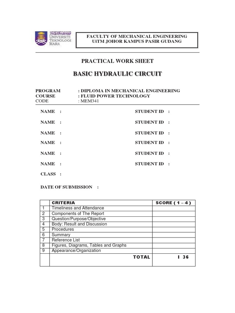 Lab 3 - Basic Hydraulic Circuit | PDF