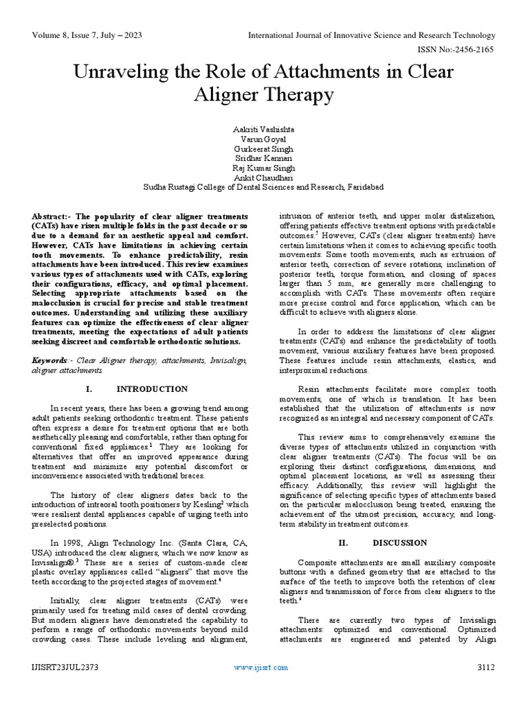 Unraveling The Role of Attachments in Clear Aligner Therapy | Download ...