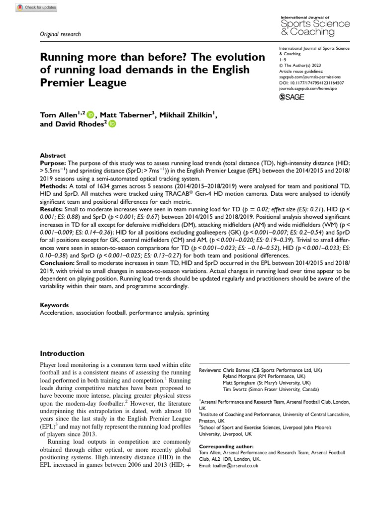 Running More Than Before? The Evolution of Running Load Demands in The ...
