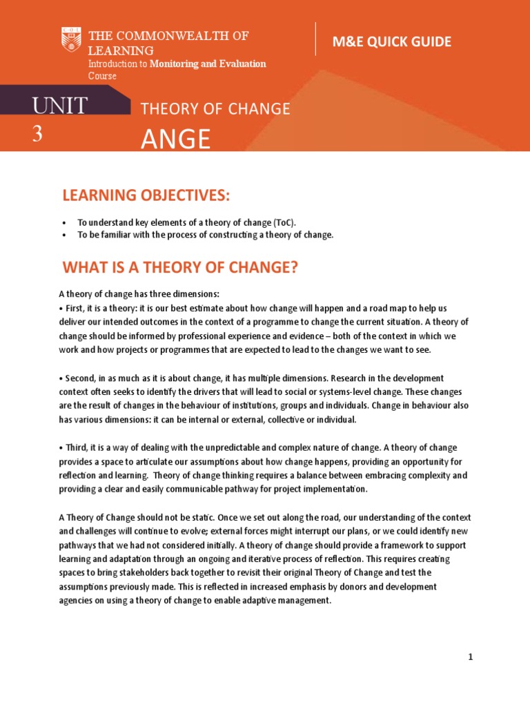 Unit 3 Quick Guide Theory of Change | PDF