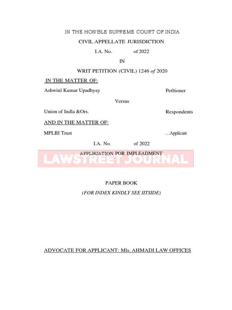 Supreme Court Impleadment Application | PDF | Secularism | Freedom Of ...