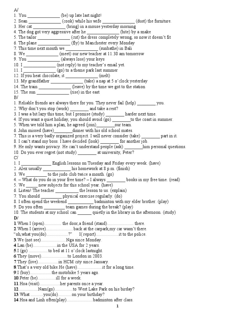 BÀI TẬP CHAI DONG TU BDHSG ANH 6 | PDF