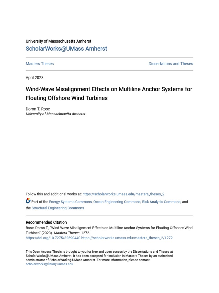 Wind-Wave Misalignment Effects On Multiline Anchor Systems For FL | PDF ...