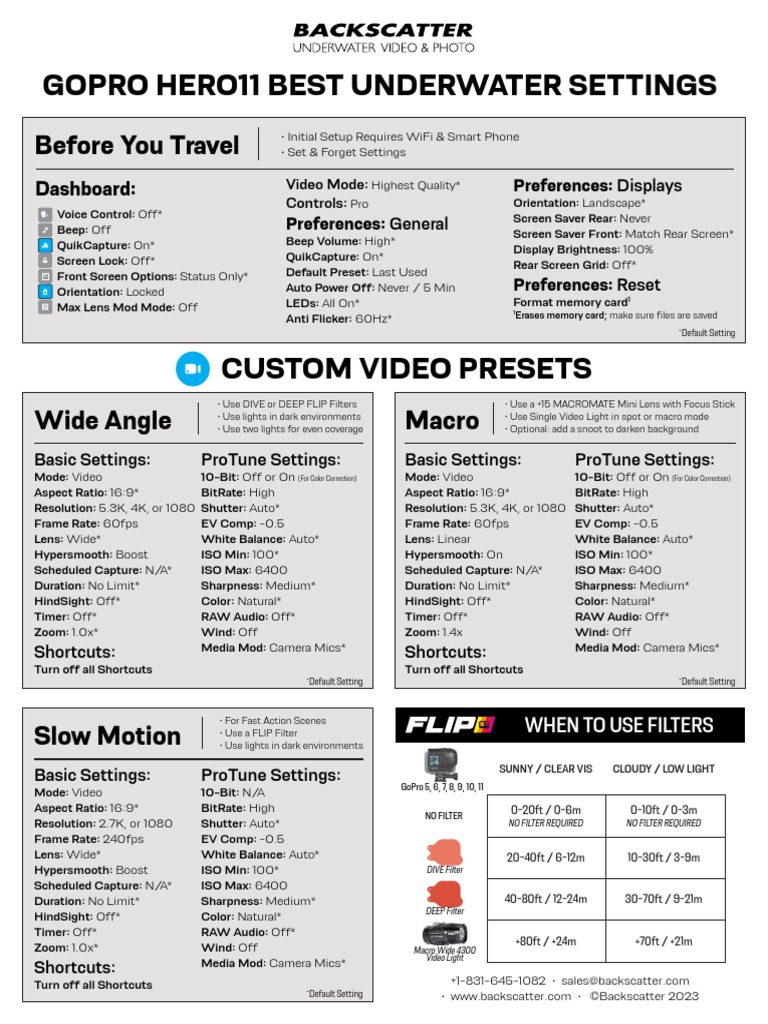 GoPro HERO11 Settings Sheet | PDF | Camera | Macro Photography