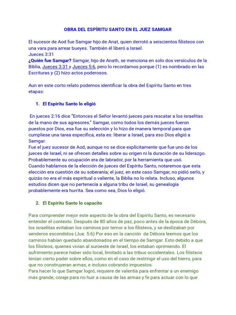 Samgar: Juez y Héroe de Israel | PDF