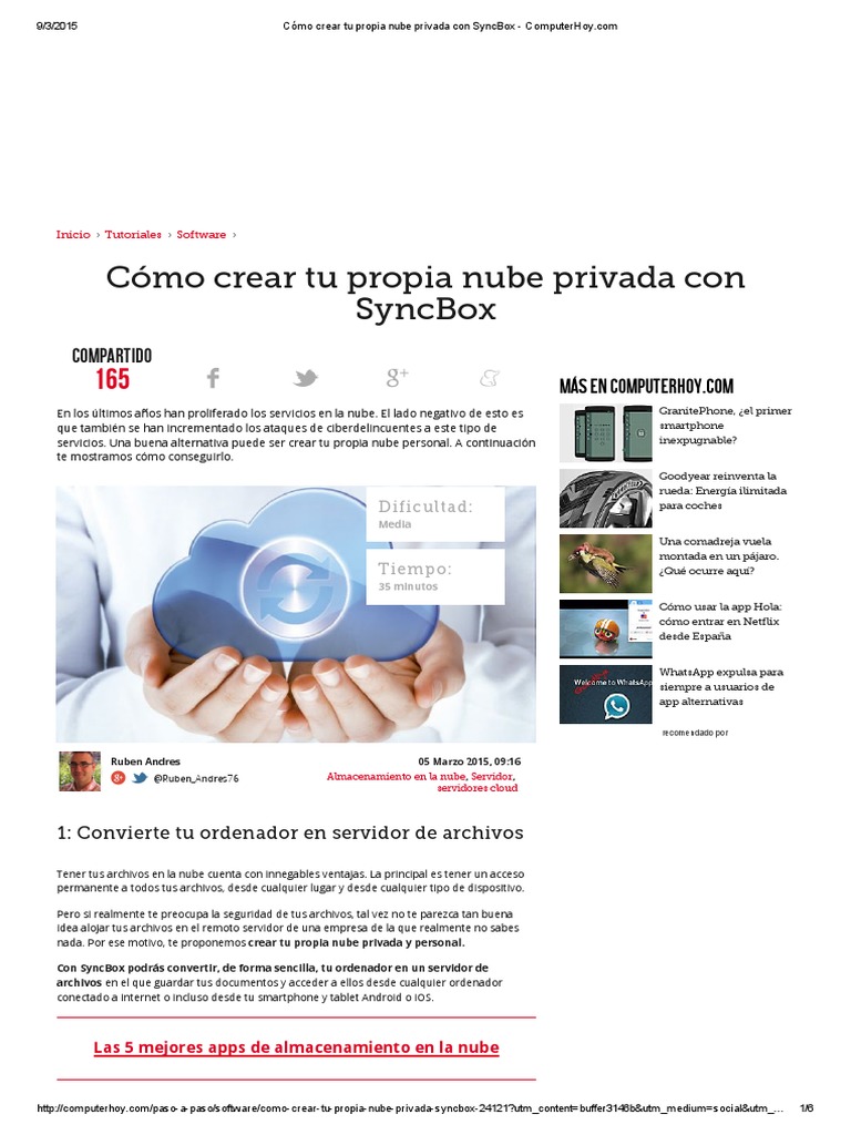 Cómo Crear Tu Propia Nube Privada Con SyncBox - ComputerHoy | PDF