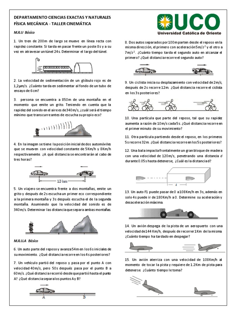 Taller Full Cinemática | PDF | Velocidad | Cinemática