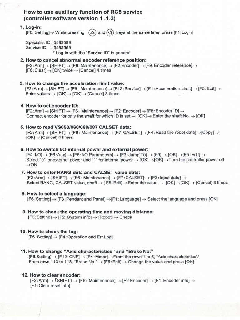How To Use Auxiliary Function of RC8 Service Robo Denso | PDF