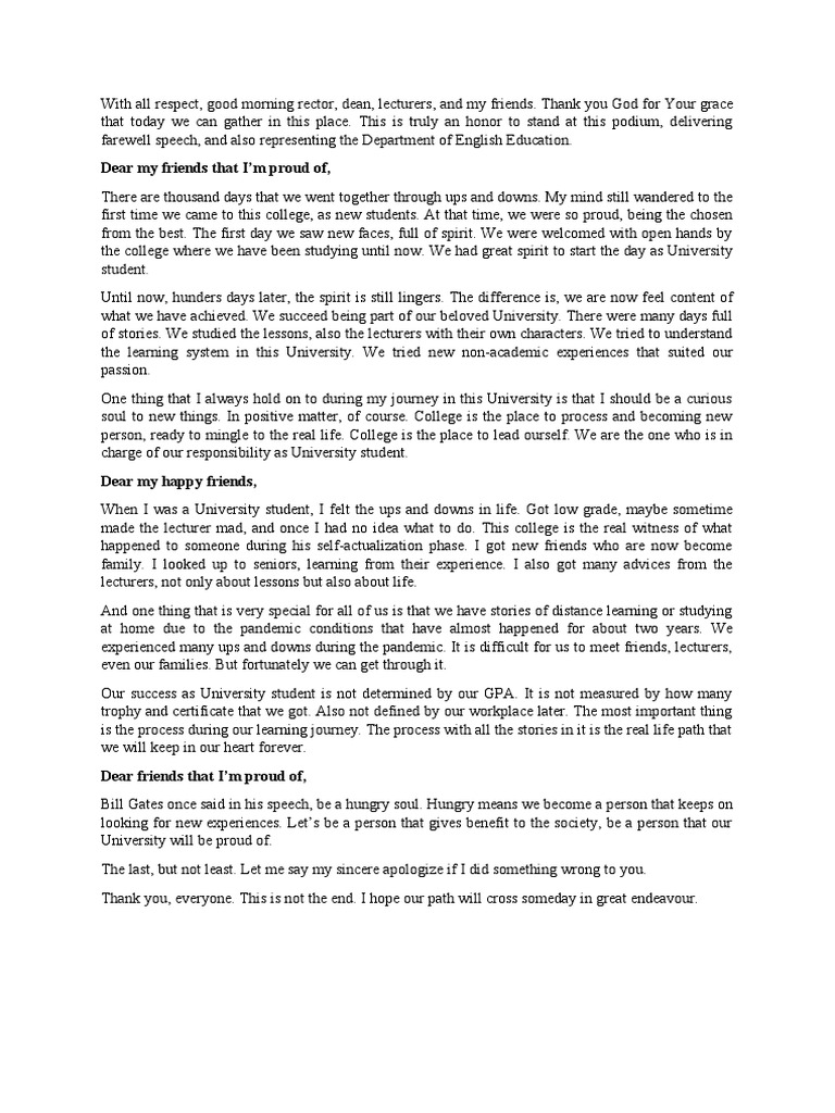 Farewell Speech | PDF