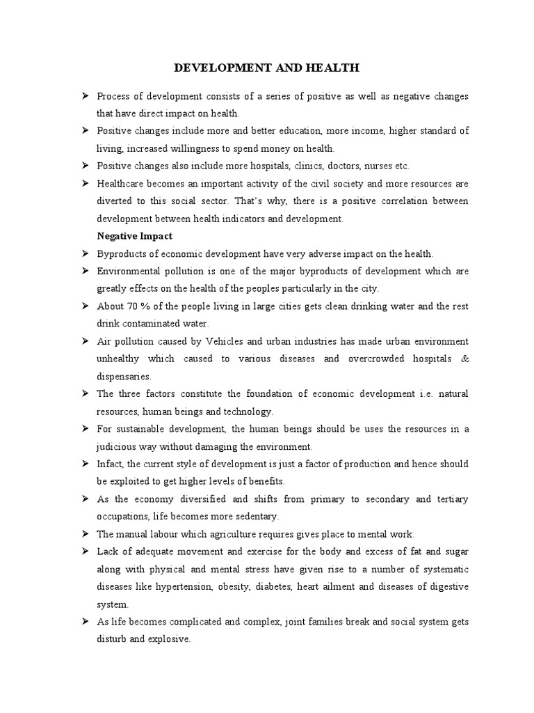 Development and Health | PDF | Health Care