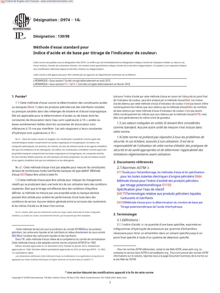 Astm D974 2014 | PDF | Titrage | Chimie