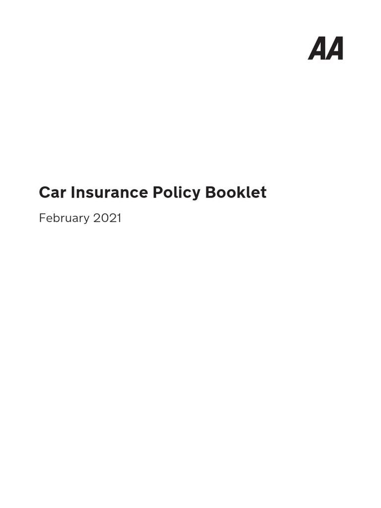 Aa Car Insurance Policy Booklet February 2021 | PDF | Vehicle Insurance ...