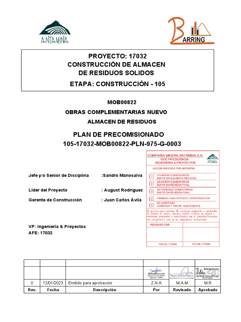 105 17032 MOB00822 PLN 975 G 0003 - R0 Plan Precom Subestacion | PDF ...