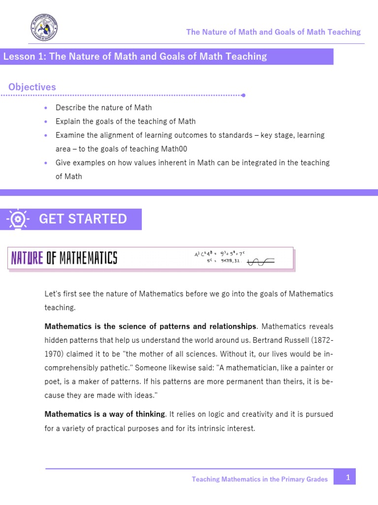MATH1 Lesson 1 | PDF | Mathematics | Critical Thinking