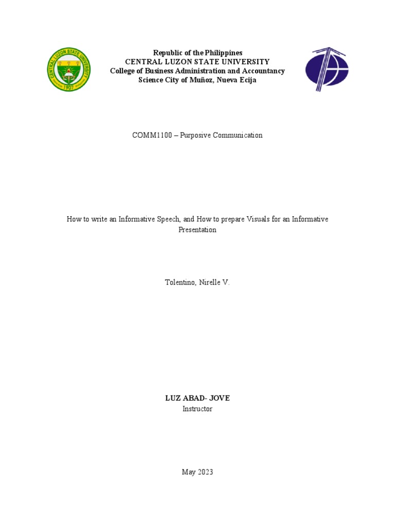 Comm 1100 Info Speech (Tolentino, Nirelle V.) | PDF | Information | Attention