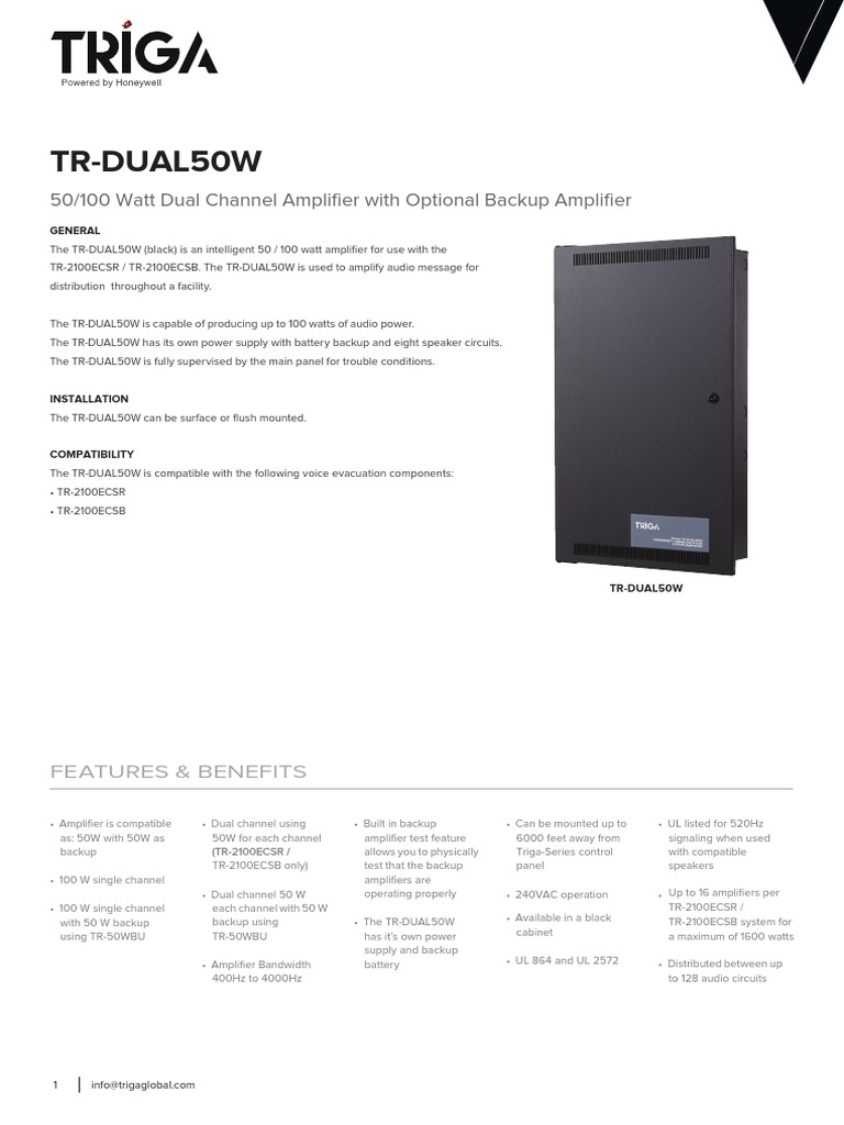 Data Sheet - Dual Channel 50W Amplifier - Triga - UL | PDF | Amplifier ...