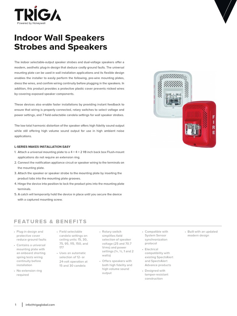 Data Sheet - Indoor Wall Speakers & Speaker Strobes - Triga - UL & FM ...