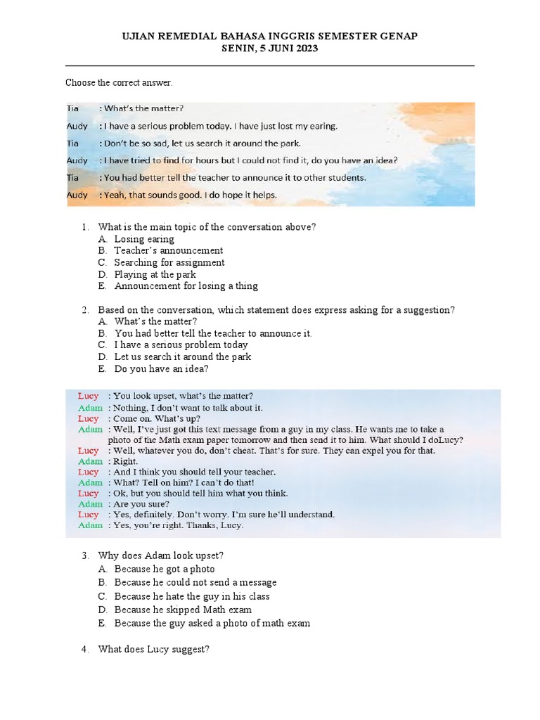 Ujian Remedial Bahasa Inggris 2023 | PDF | Sports & Recreation