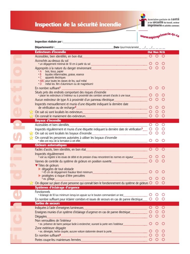 Multiprevention Fiche Inspection Securite Incendie | PDF | Extincteur ...