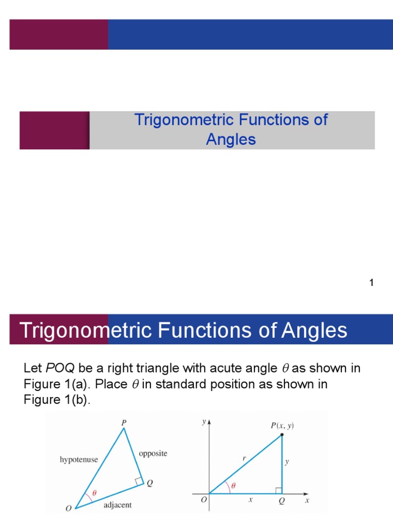 Trigonometric Functions of Angles | PDF | Trigonometric Functions | Trigonometry