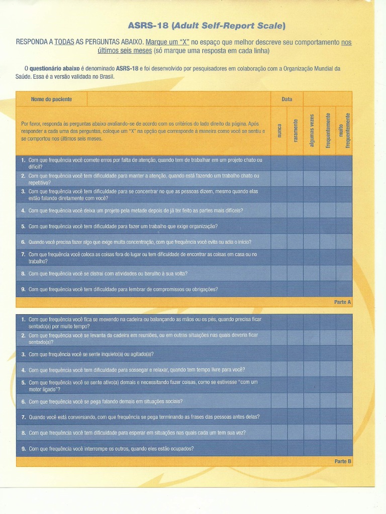 Asrs 18 Tdah Adulto | PDF