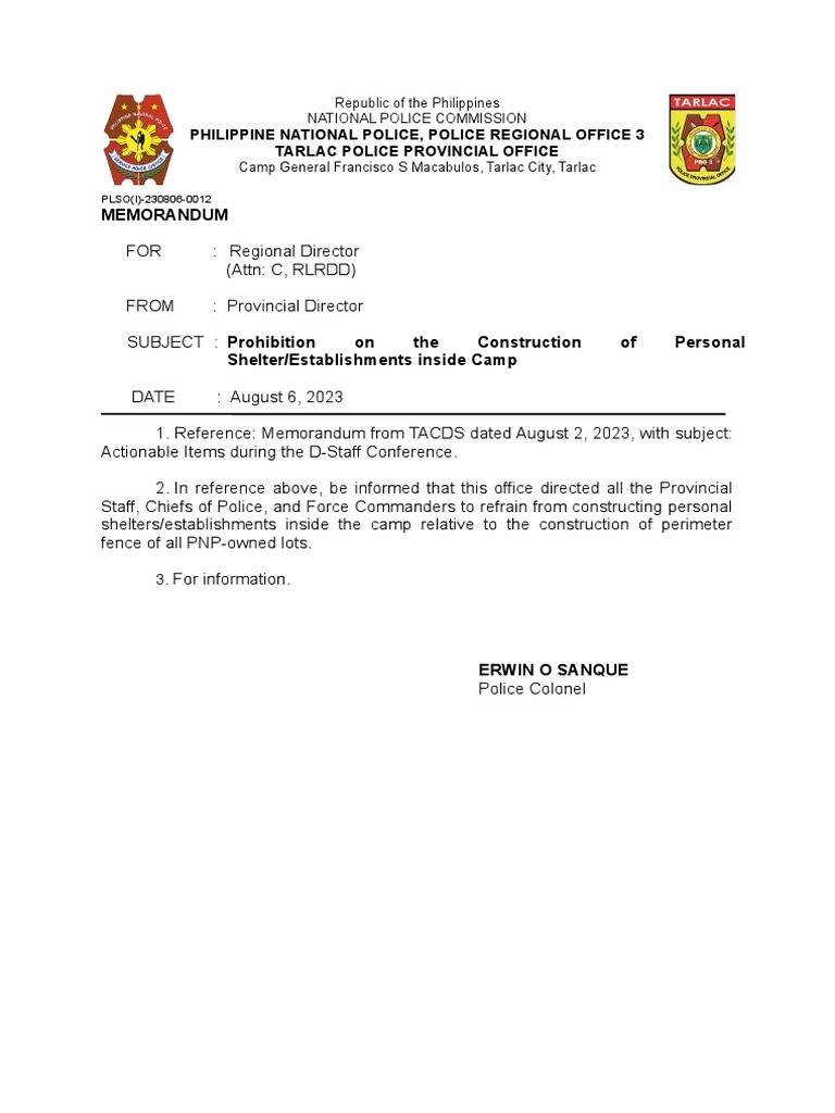 Edited Plso-Construction-Of-Shelter-Or-Establishment-Inside-Camp | PDF ...