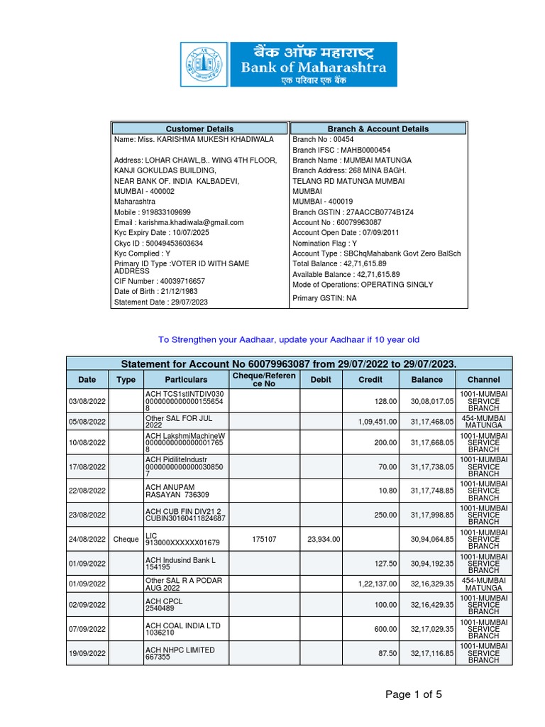 KK Bank Statement | PDF | Debits And Credits | Credit Card