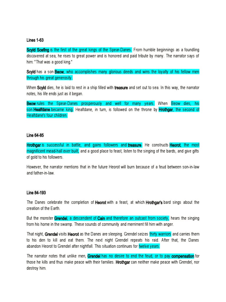 Beowulf Summary Edit | PDF | Beowulf | Scandinavian Folklore