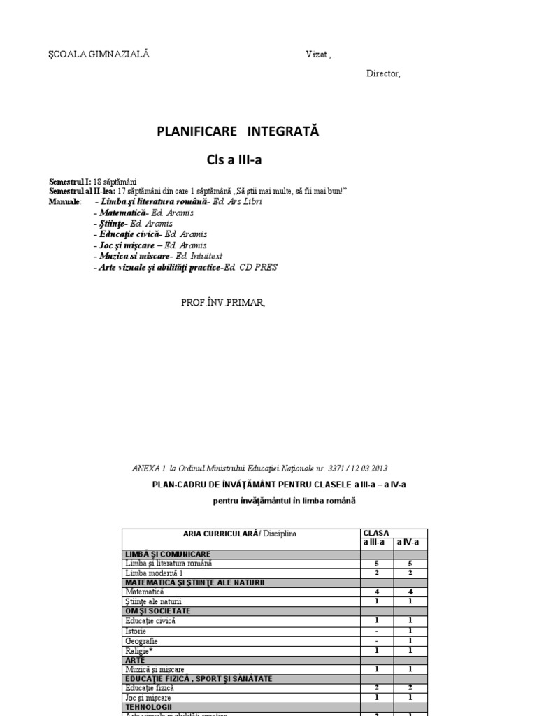 PLANIFICARE INTEGRATA CLS 3 | PDF