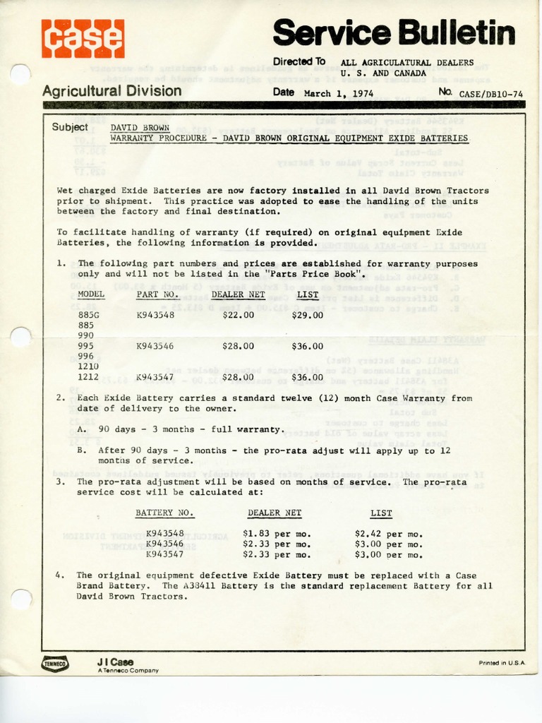 Imi023 David Brown Technical Service Bulletins & Parts Bulletins Part 2 ...