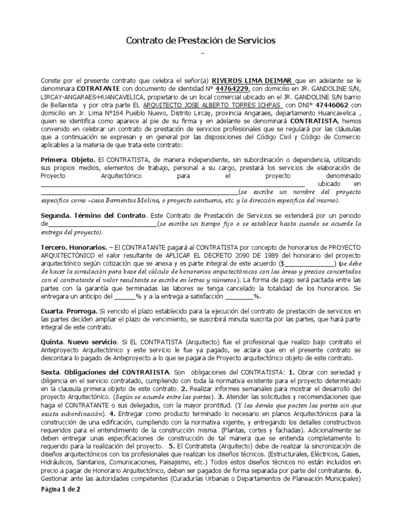 Contrato Privado para Licencia de Edificacion | Descargar gratis PDF | Arquitecto