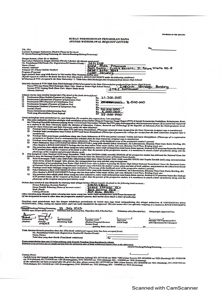 Form Permohonan Refund Dana | PDF