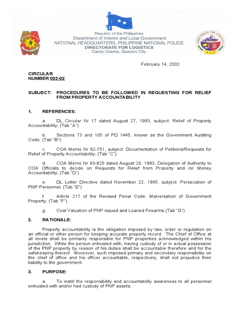 MC 002-02 Relief of Accountability | Download Free PDF | Legal ...