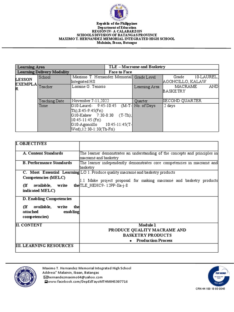 Week 1 2nd Quarter | PDF | Learning